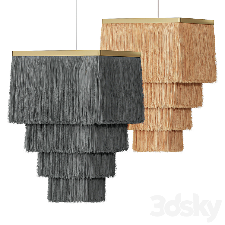 Square Fringed Pendant Lampshade - Pendant light - 3D model