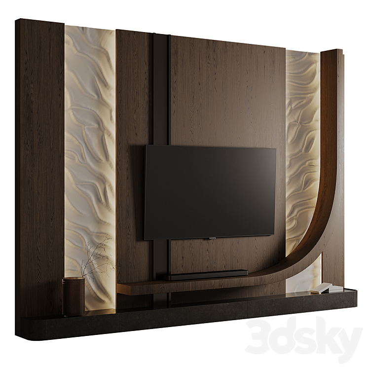 Flow Curve Media Wall - TV Wall - 3D model