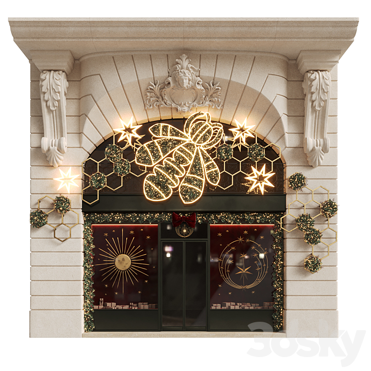 Parisian Store Front With Christmas Decorations - For Contest - Facade ...