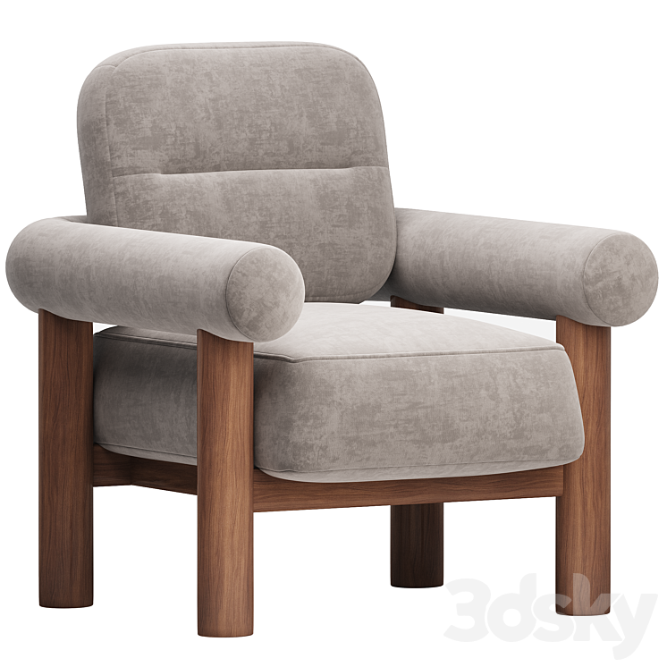 Maxton Chair in Velvet Cinnamon Orange - Arm chair - 3D model