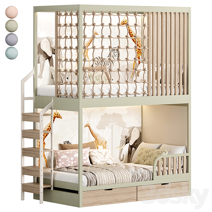 Designer two-tier bed Kids Room - Bed - 3D model