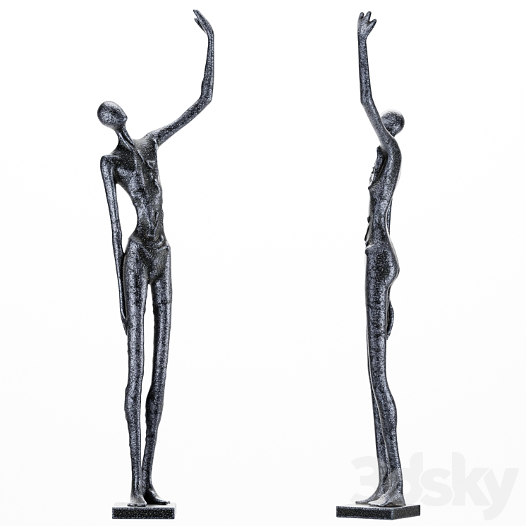 Elongated Figure Leaning - Sculpture - 3D model