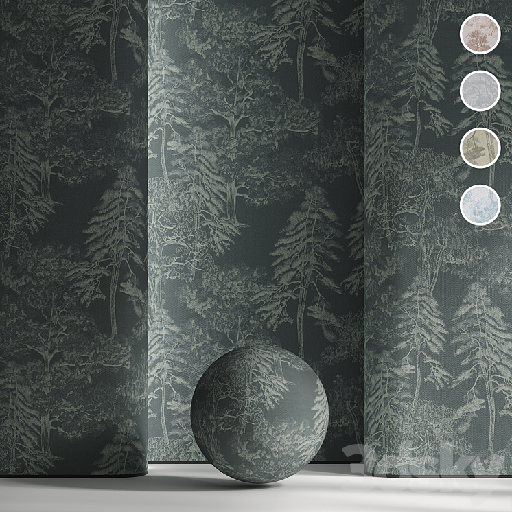 Ambient Seamless Wallpaper: Forest Scene - Wall covering - 3D model