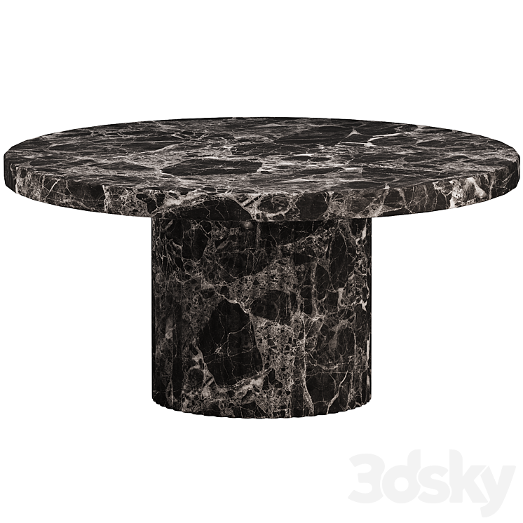 Byron Reeded Stone Round Dining Table - Table - 3D model