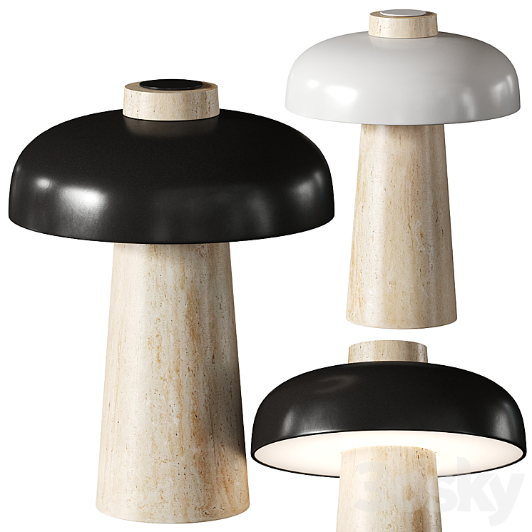 Salma Travertine Mushroom LED Table Lamp - Table lamp - 3D model