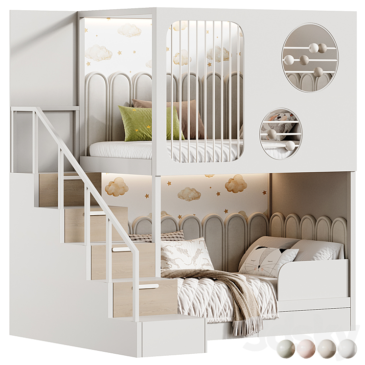 Designer two level bed Kids room - Bed - 3D model