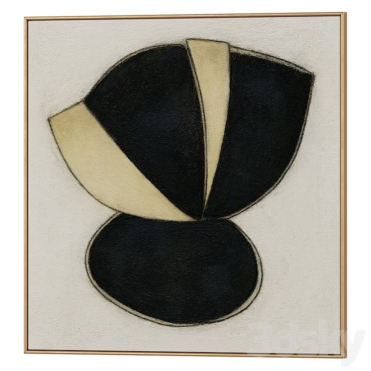 Set of 3 Abstract Framed Paintings – Various Sizes 0327 - Frame - 3D model