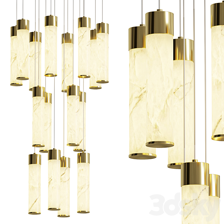 Alabaster Celestial Brass Cascade Chandelier 16 head - Pendant light ...
