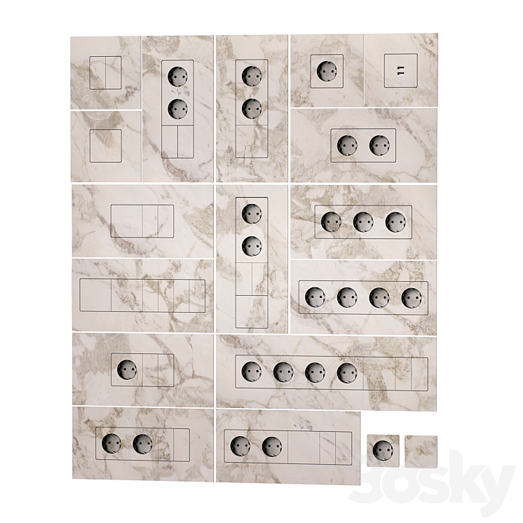 Edplit flush-mounted sockets and switches - Miscellaneous - 3D model