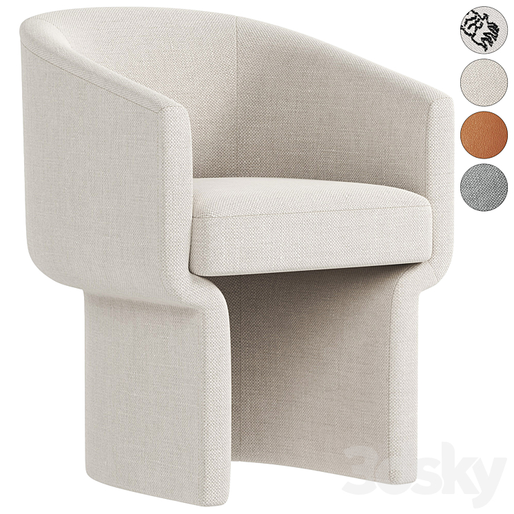 Ava Fabric Dining Armchair - Chair - 3D model