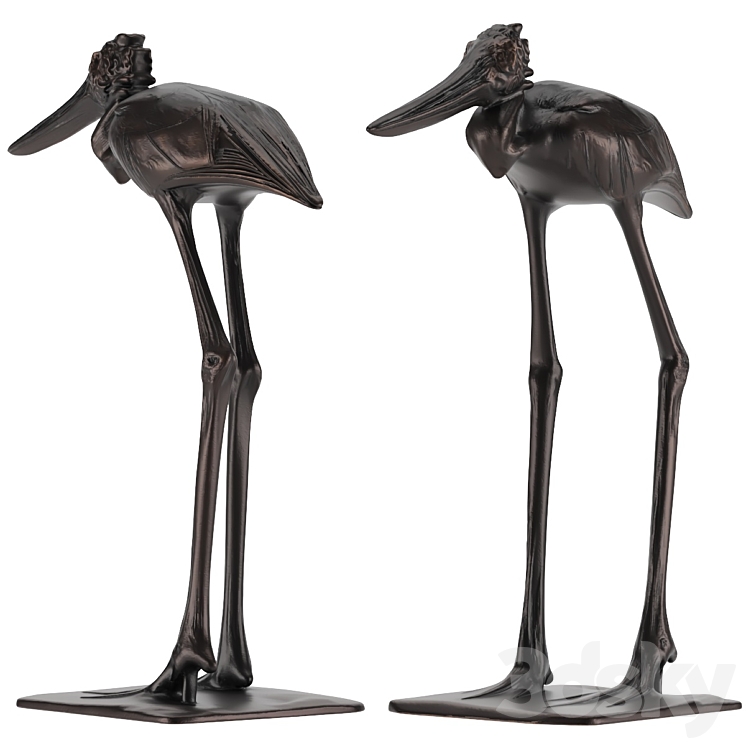 Bronze Stork - stylized metal sculpture - Sculpture - 3D model
