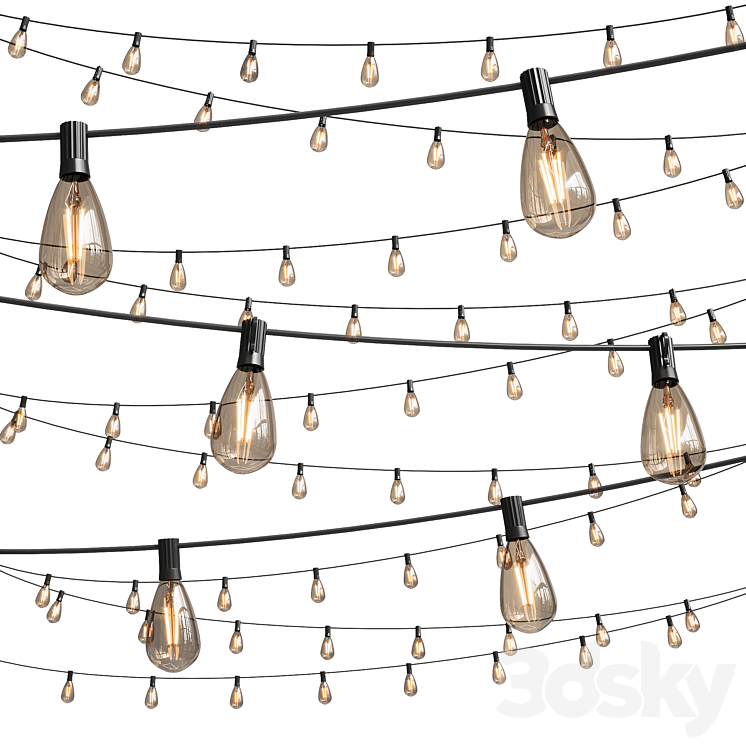Outdoor String Lights 11 - Street lighting - 3D model