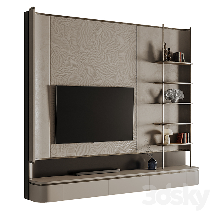 Leaf Relief TV Wall Panel 01 - TV Wall - 3D model