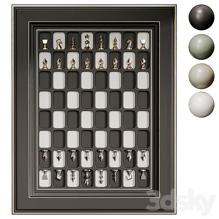 Chess Pieces Decorative art Panel - Frame - 3D model