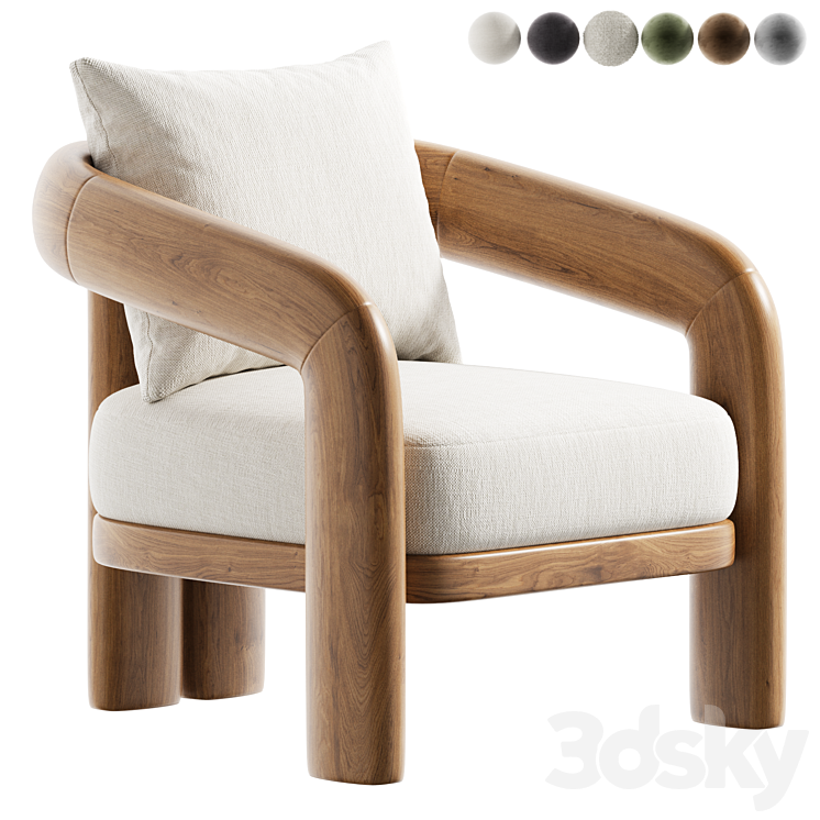 Chloe Teak Lounge Chair - Arm chair - 3D model