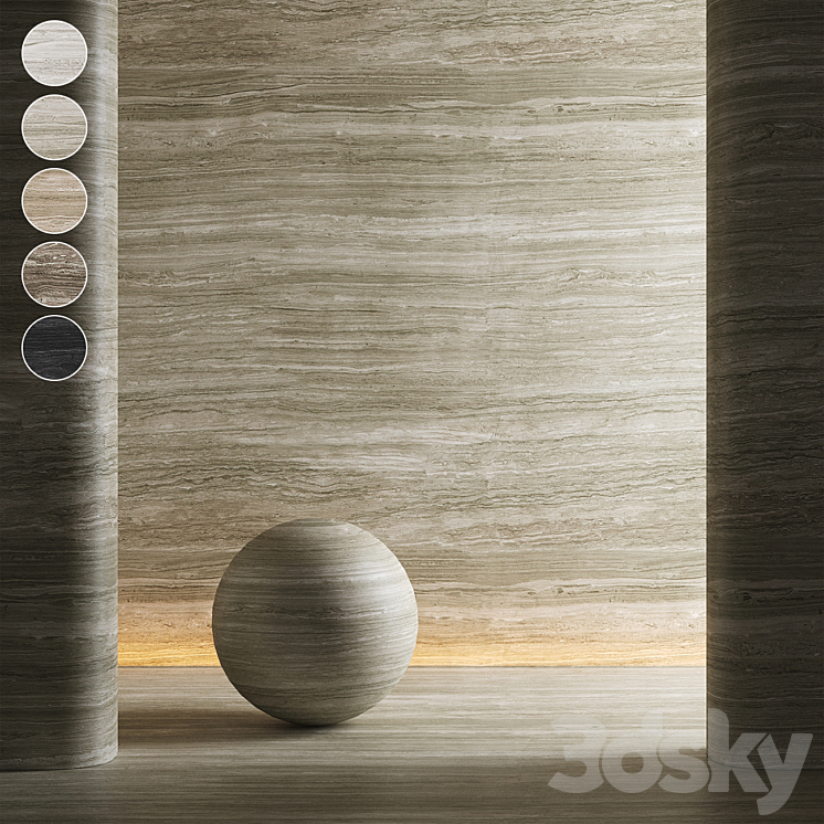 Seamless travertine in various shades No. 18 - Stone - 3D model
