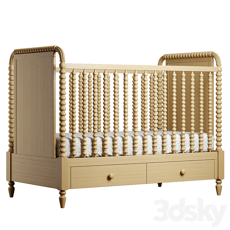 Jenny Lind Crate and Barrel Baby Cot - Bed - 3D model