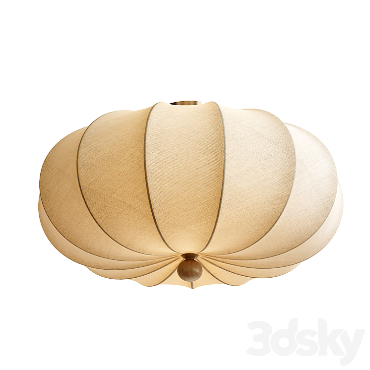 Japanese Vintage Fabric Curved Ceiling Light - Ceiling lamp - 3D model