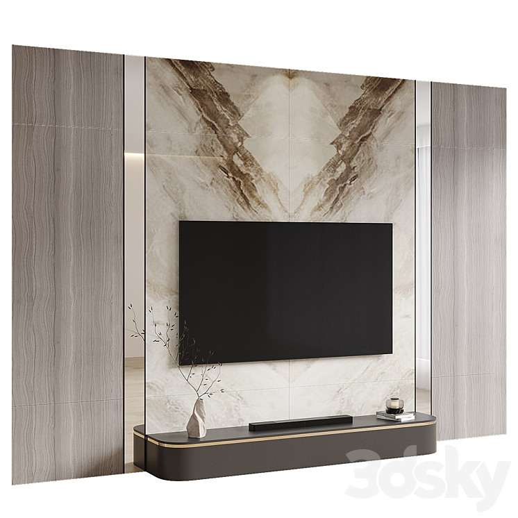 TV Wall set Shelf Wall Panel Decor - TV Wall - 3D model
