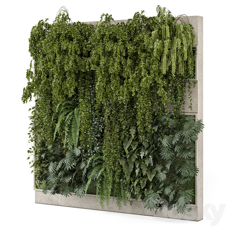 Wall Vertical Garden On Concrete Base_Set 4560 - Fitowall - 3D model
