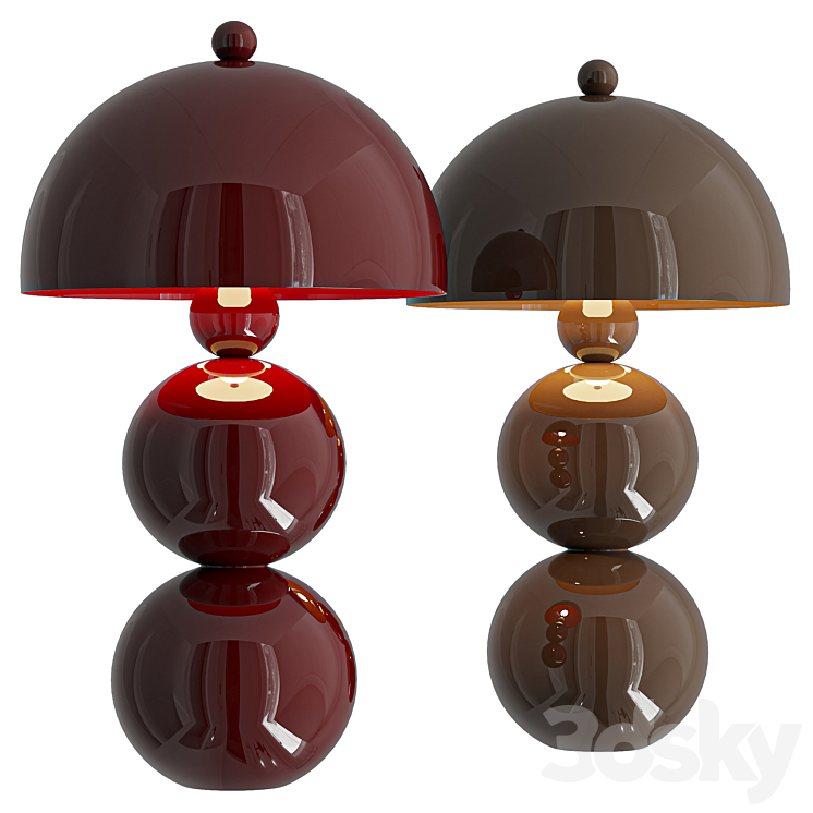 Burgundy Metal Designer Table Lamp - Table lamp - 3D model