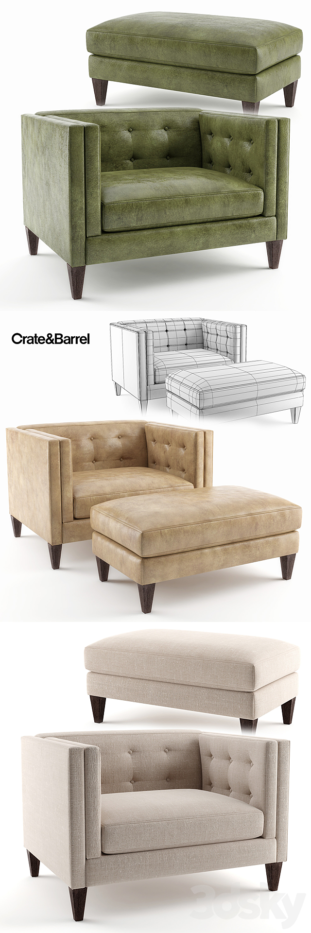 Crate & Barrel Aidan Chair 3D Max - 3DMAXTER