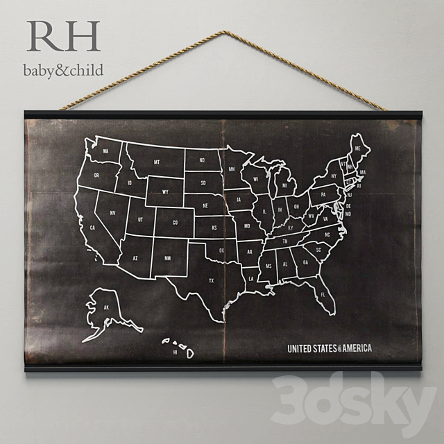 RH _ USA CHALKBOARD MAP 3D Max - 3DMAXTER