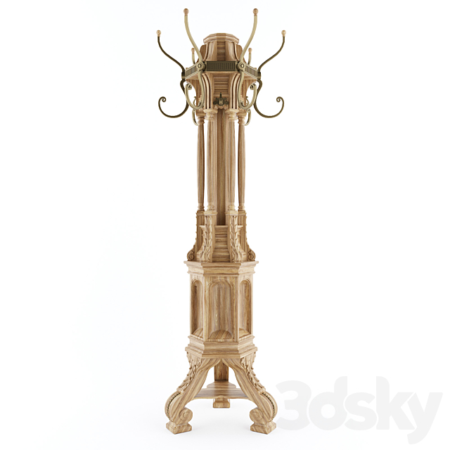 Restoration Hardware 1920s Belgian Hall Tree 3D Max - 3DMAXTER