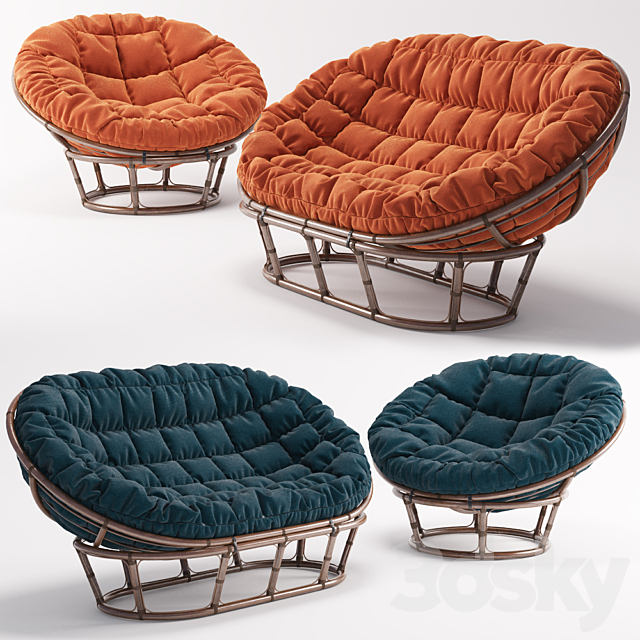Rattan chair Papasan and Sofa Rattan Mamasan 3D Max - 3DMAXTER