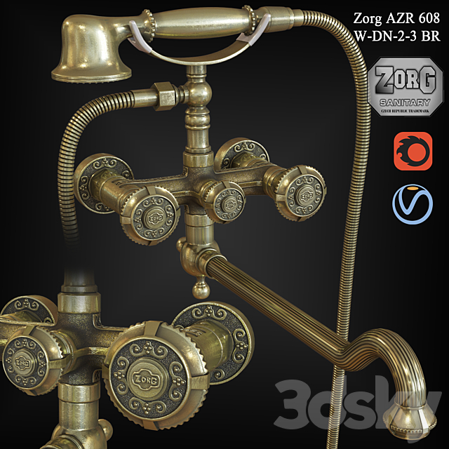 Faucet Zorg AZR 608 W-DN-2-3 BR 3D Max - 3DMAXTER