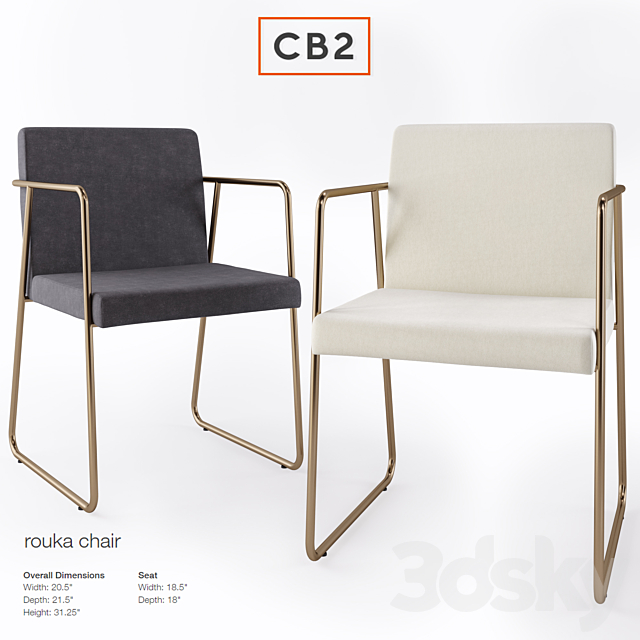 CB2 Rouka chair 3D Max - 3DMAXTER