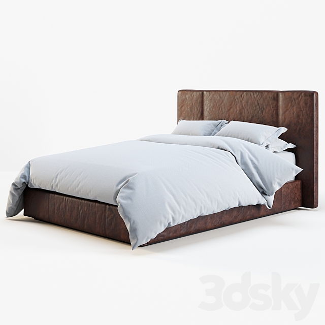 RH leather platform bed 3D Max - 3DMAXTER