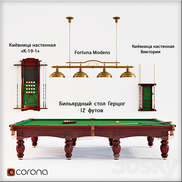 Billiard table Duke - 12 feet 3D Max - 3DMAXTER