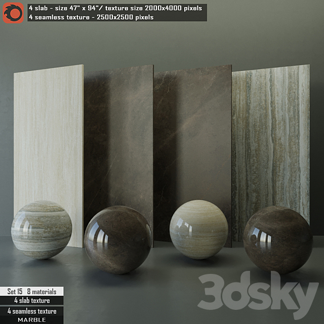 Marble slab & Seamless texture Set 15 3D Max - 3DMAXTER