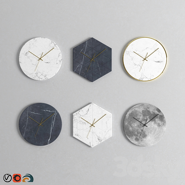 Marble Wall Clock Set 3D Max - 3DMAXTER