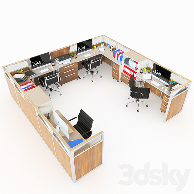 Office Cubicle With Seperator Walls - 2 3D Max - 3DMAXTER