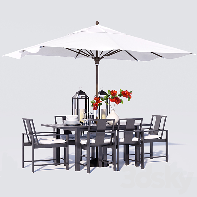Indio Metal Dining Set 3D Max - 3DMAXTER