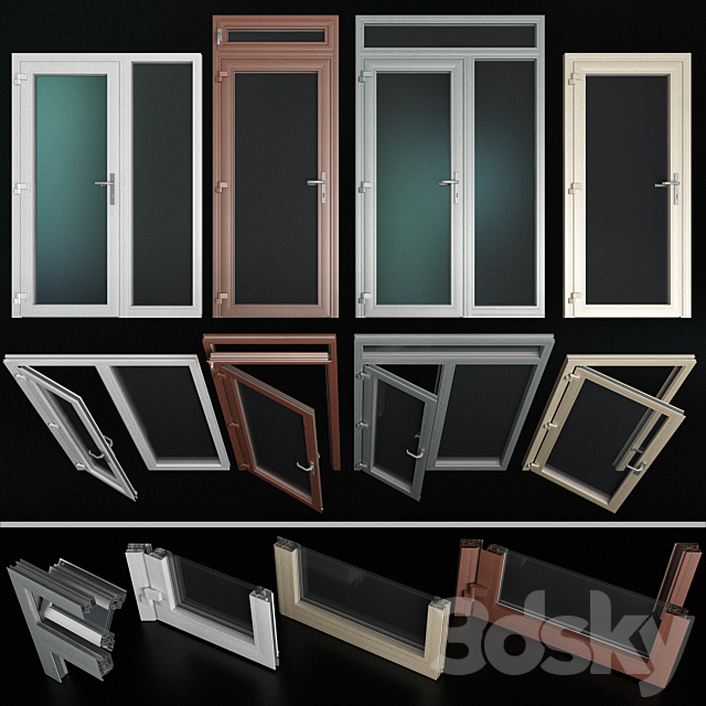 Stained aluminum doors _ Stained aluminum doors 3D Max - 3DMAXTER