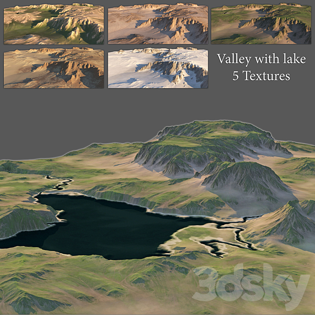 Valley with a lake (5 textures) 3D Max - 3DMAXTER
