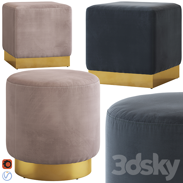 Coco Republic Baxter Ottoman 3D Max - 3D Max Master