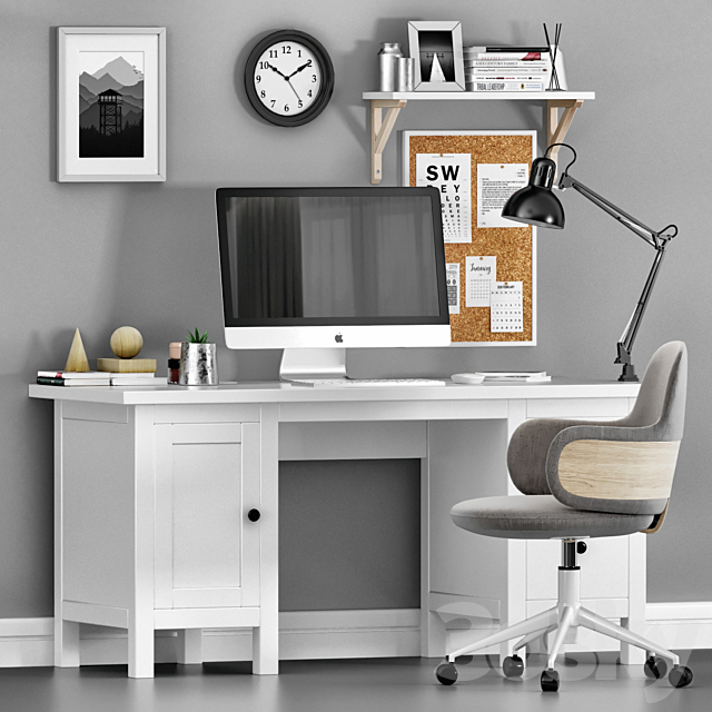 IKEA HEMNES with ALKI LAN chair workplace 3D Max - 3DMAXTER