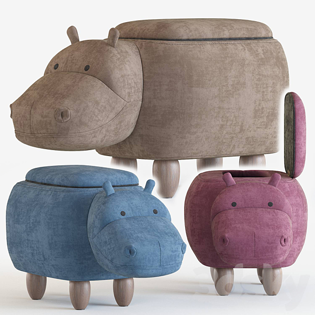Hippo children's storage stool 3D Max - 3DMAXTER