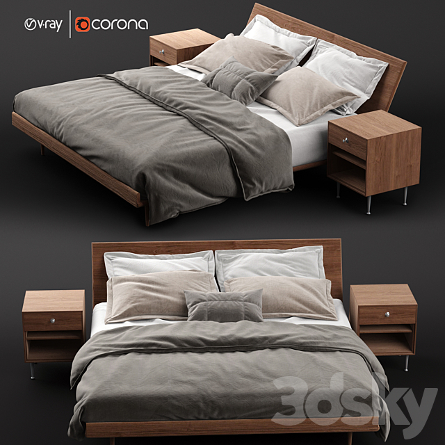 Nelson Thin Edge King Bed with Bedside Table 3D Max - 3DMAXTER