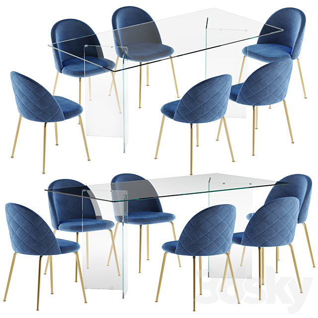 La forma table Burano & Mystere chair dining set 1 3D Max - 3DMAXTER