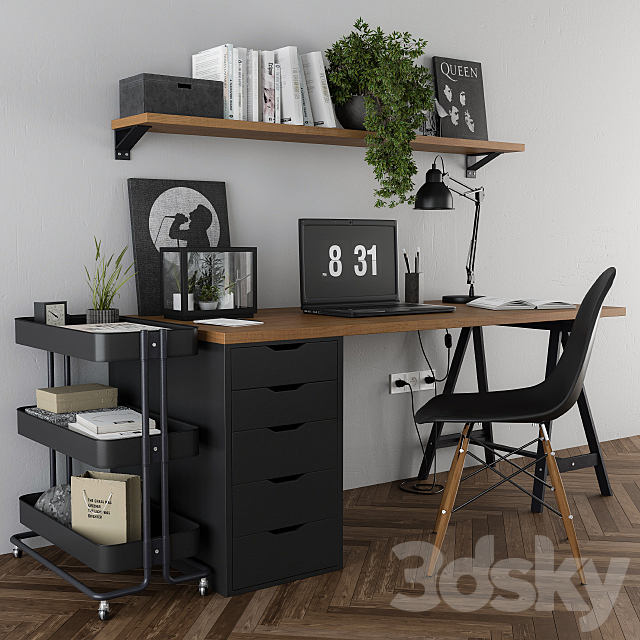 Home office ikea set Black 3D Max - 3DMAXTER
