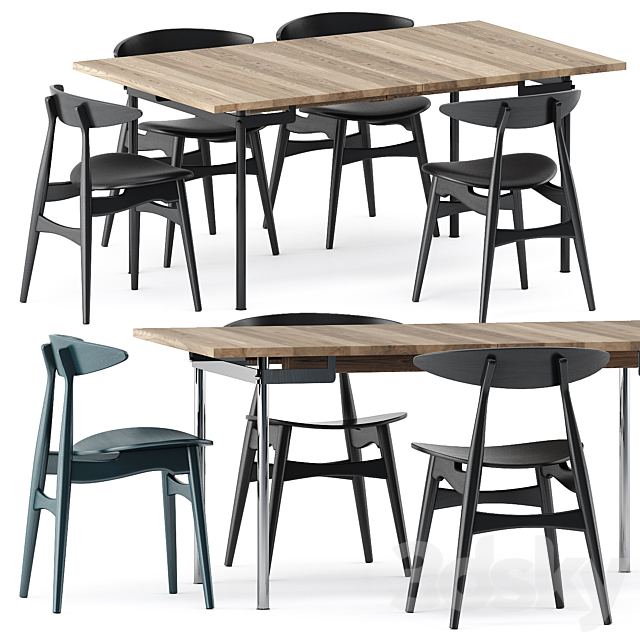 CH322 DINING TABLE and CH33P CH33T CHAIR by Carl Hansen & Son 3D Max ...