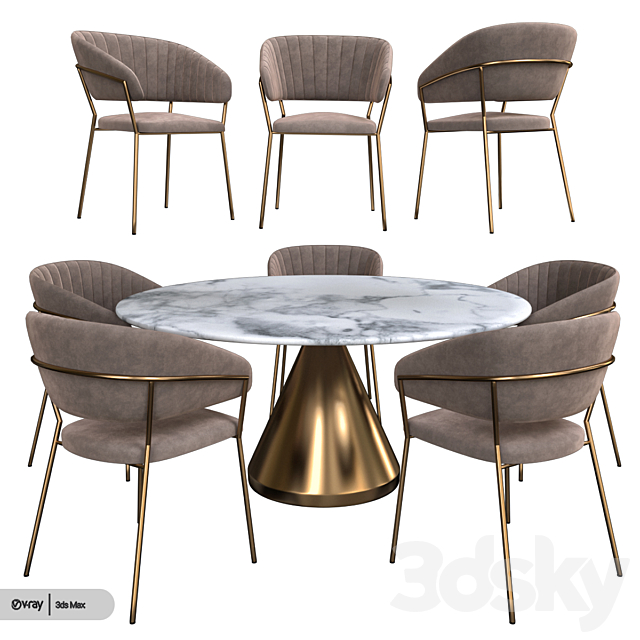 Table + chair with new design 3D Max - 3DMAXTER