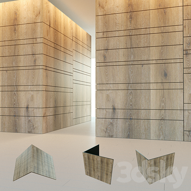 Wall panel made of wood. Decorative wall. Corner. 121 3D Max - 3DMAXTER