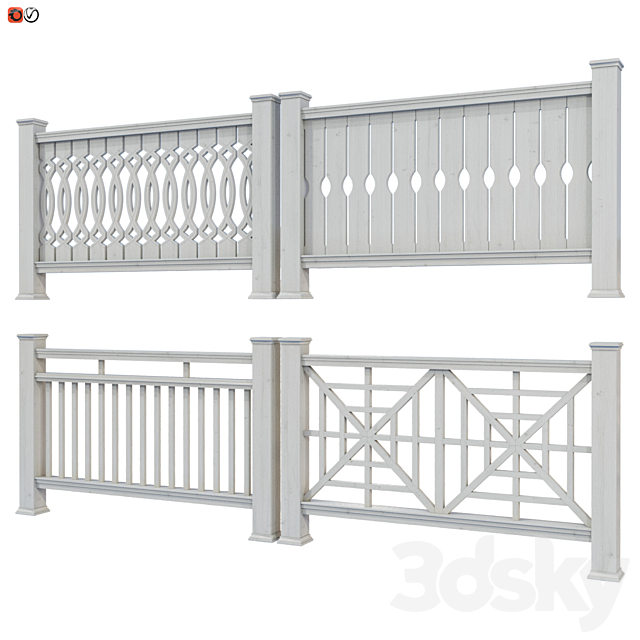 Set of handrails and terrace railing 4 3D Max - 3DMAXTER