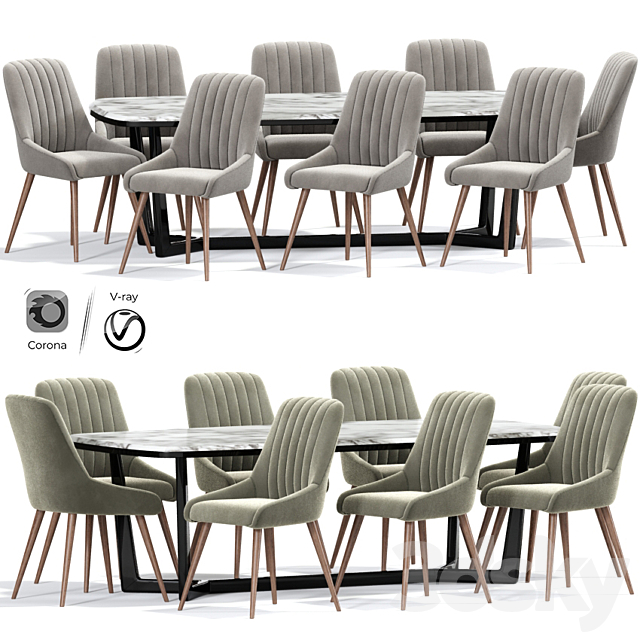 Chipman Tufted Dining Chair Table 3D Max - 3DMAXTER